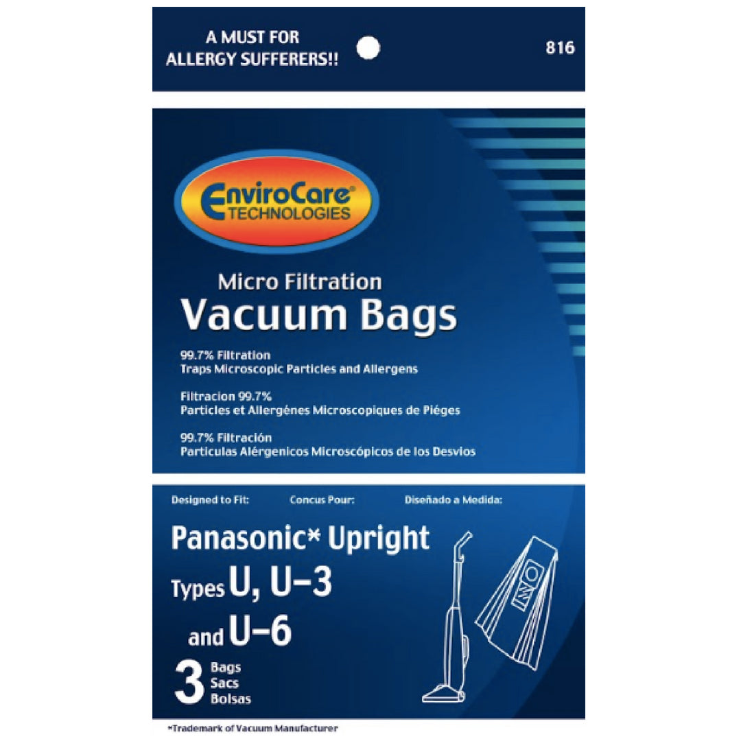 Panasonic U Vacuum Bags 3pk | EnviroCare | VCM.com – VacuumCleanerMarket